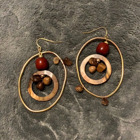 Jewelry | Brass Beadedshell Dangly Earrings | Poshmark